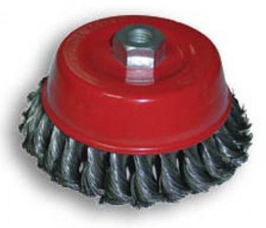 Щетка крацовка 888 чашка с гайкой, витая, стальная, омедненная проволока, 75мм / инструменты