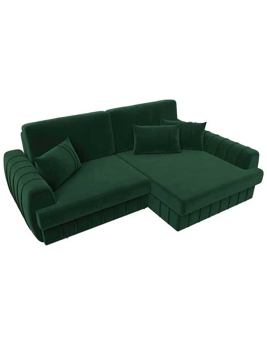 Диван угловой Монако, 240x93x163 см, со спальным местом 143х195 см, пружинный матрас, ящик для белья, угол справа, велюр