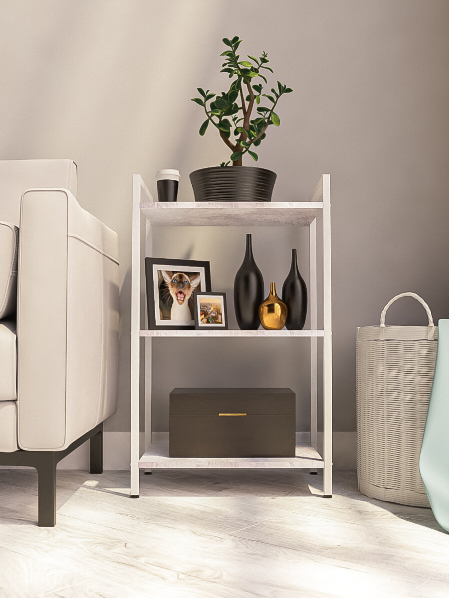 Стеллаж напольный PollyTime, металлический, лофт, 3 полки, этажерка