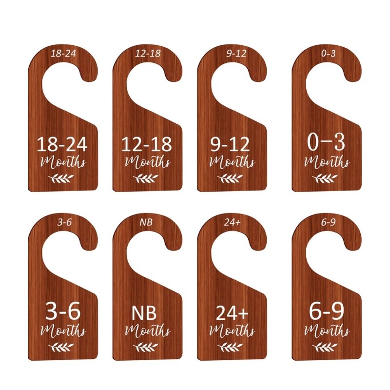 8шт Деревянные Перегородки Для Детского Шкафа Двухсторонний Детский Органайзер для Одежды от Новорожденных до Малышей Размер Вешалки Разделители