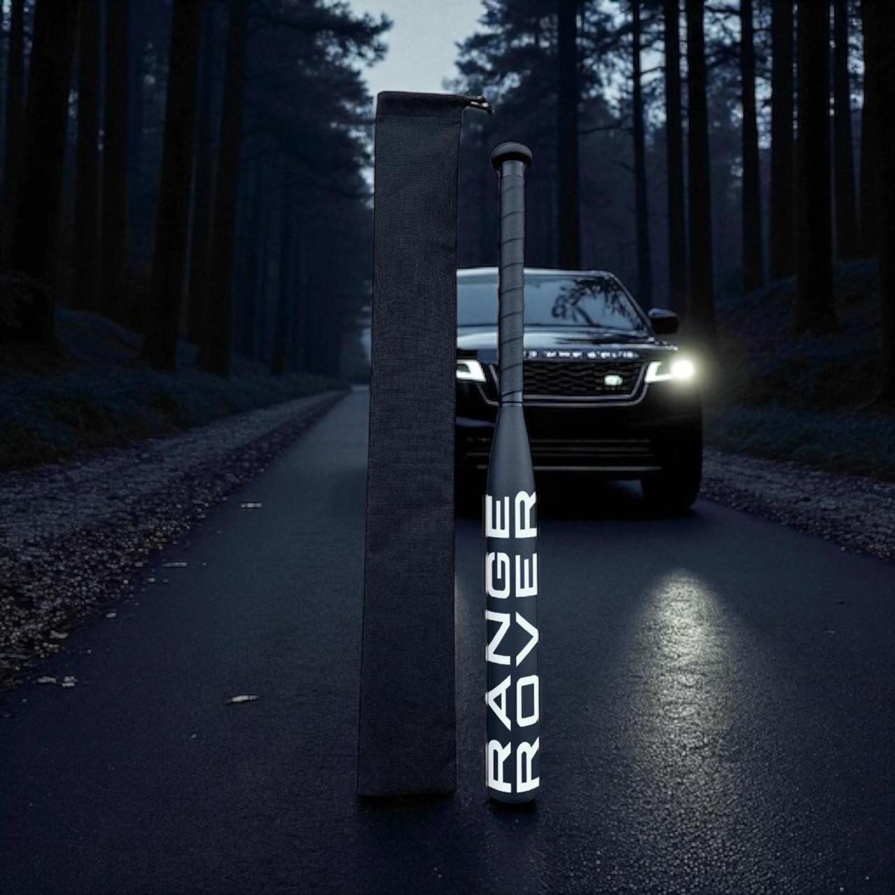 Бита бейсбольная черная с черной рукояткой с логотипом Range Rover (Рендж Ровер)