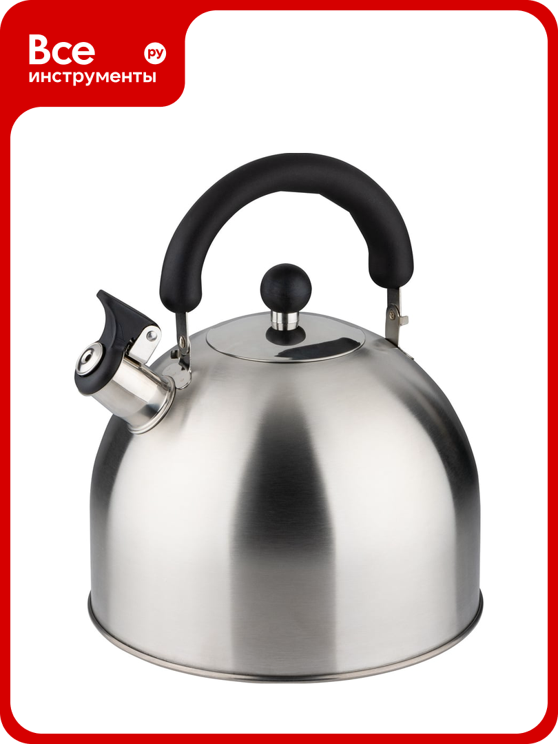 Чайник Mallony GRANDE объем 5 л, из нержавеющей стали со свистком, с бакелитовой ручкой, матовый