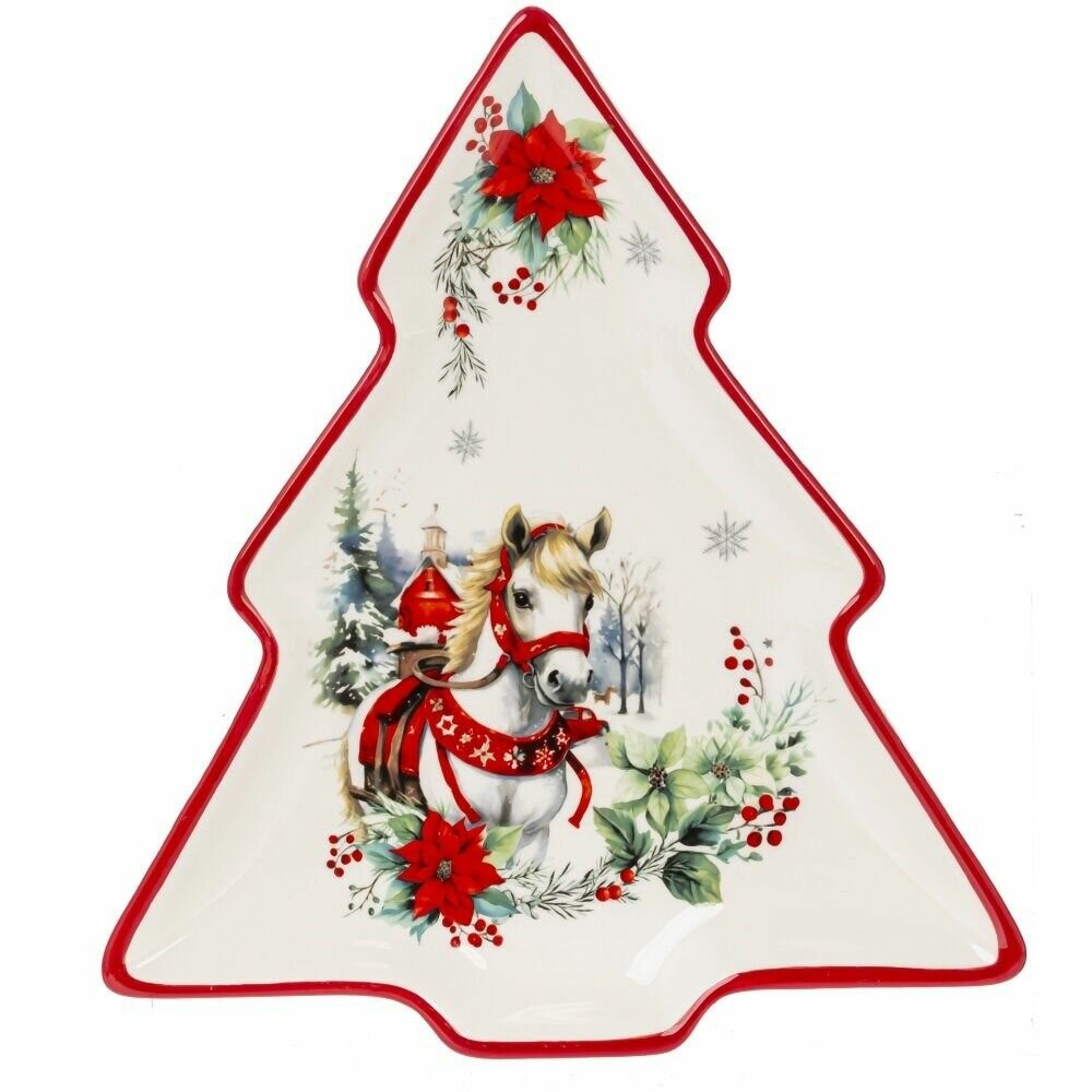 Блюдо-елка сервировочное "Лошадь", символ 2026 года, 21х23х2 см