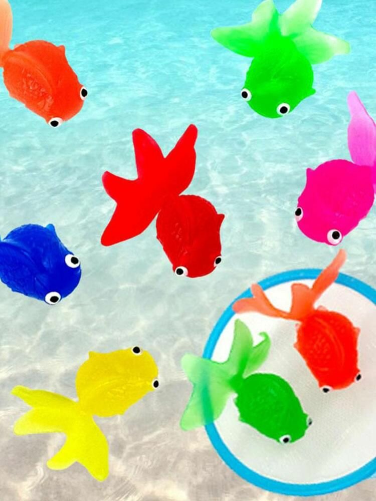 Игрушки для ванной Рыбки. Набор игрушек для купания с сачком + 6 рыбок, развивающие для мальчиков и девочек