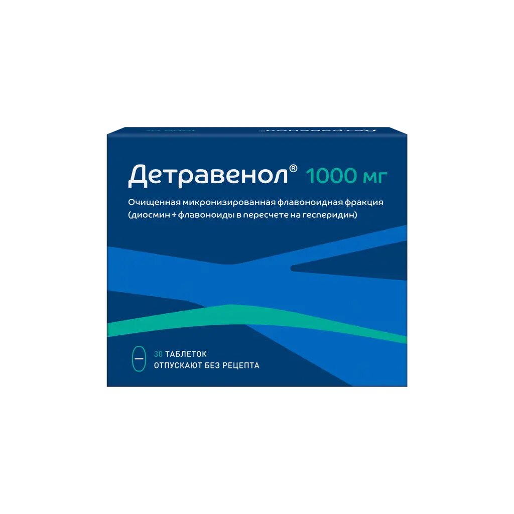 Детравенол таблетки покрыт. плен. об. 1000 мг 30 шт