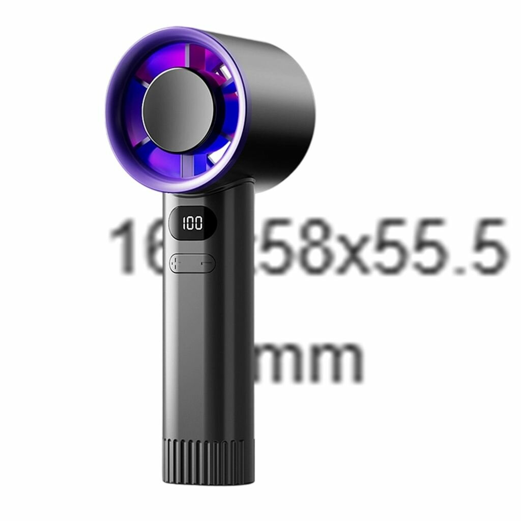 Умный ручной вентилятор с бесступенчатой регулировкой скорости и подсветкой - серый