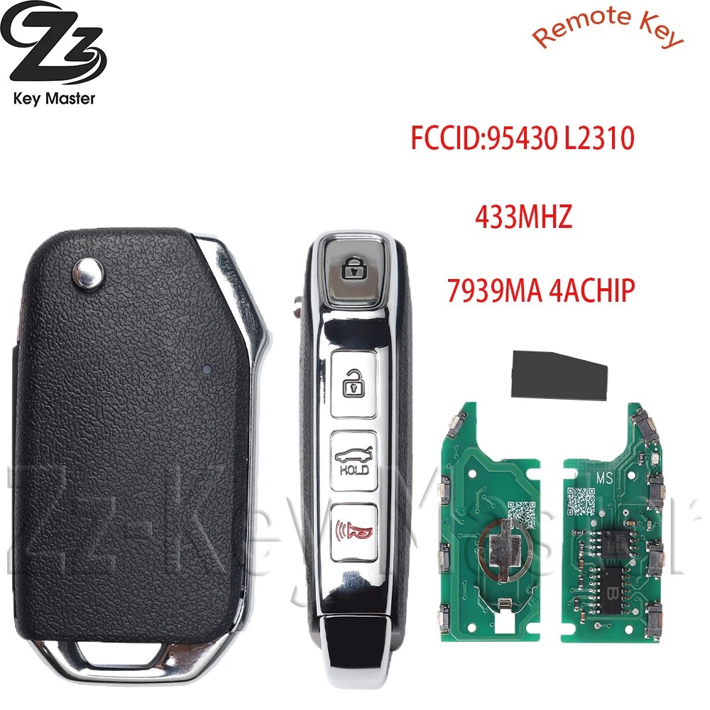 Zz 433 МГц 4ACHIP Ключ дистанционного управления для KIA 95430-M6000 95430-L2310 Смарт-ключ с четырьмя кнопками KK12 для KIA Forte 2019-2022 95430 L2310 4ACHIP