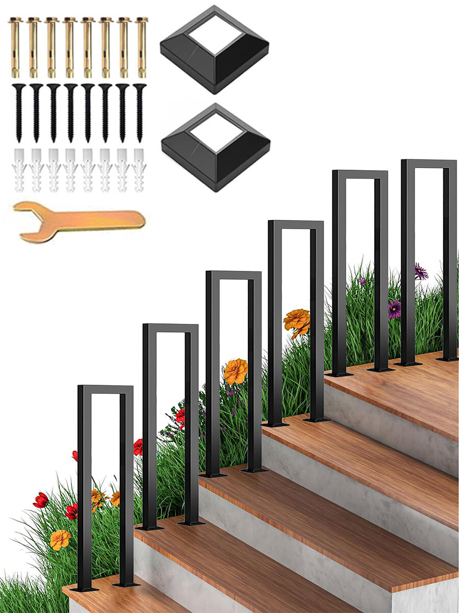 Металлические перила для лестниц, перила для чердачных перекрытий, фурнитура/крепеж, черный