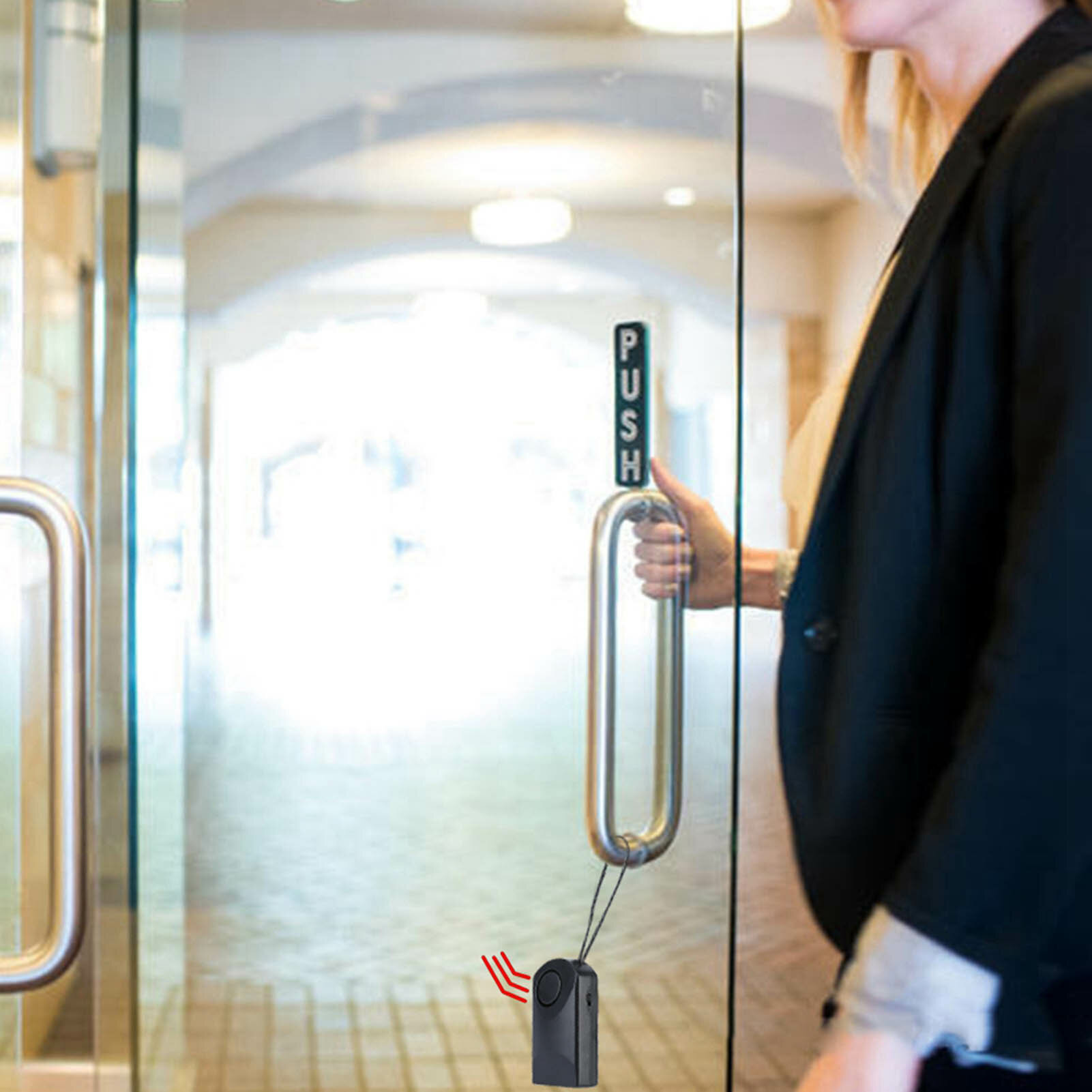 Безжичный датчик касания сигнализации от краж 120дБ, черный цвет, материал ABS, длина кабеля 10.7см, размер 9.9*5.4*2.5см, вес упаковки 69г, батарейка 9В не включена, 1 шт.