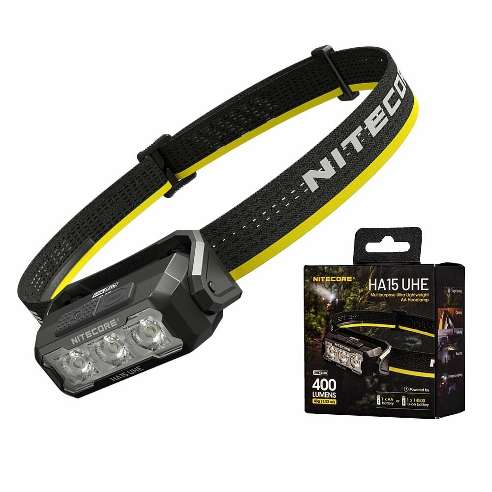 Nitecore HA15 UHE 400 люмен Универсальная сверхлегкая фара типа АА!