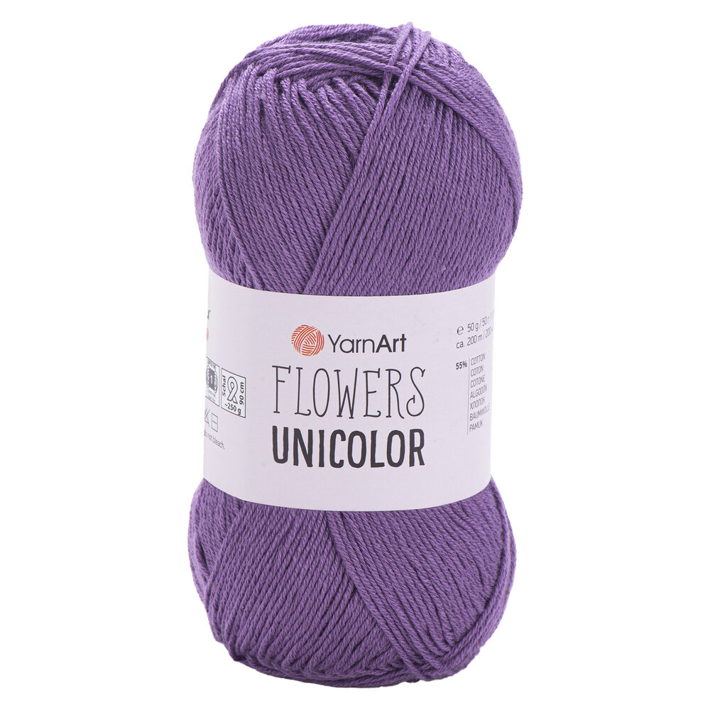 Пряжа для вязания YarnArt Flowers Unicolor 748 сиреневый 2 шт 50 гр/200 м 55% хлопок, 45% акрил