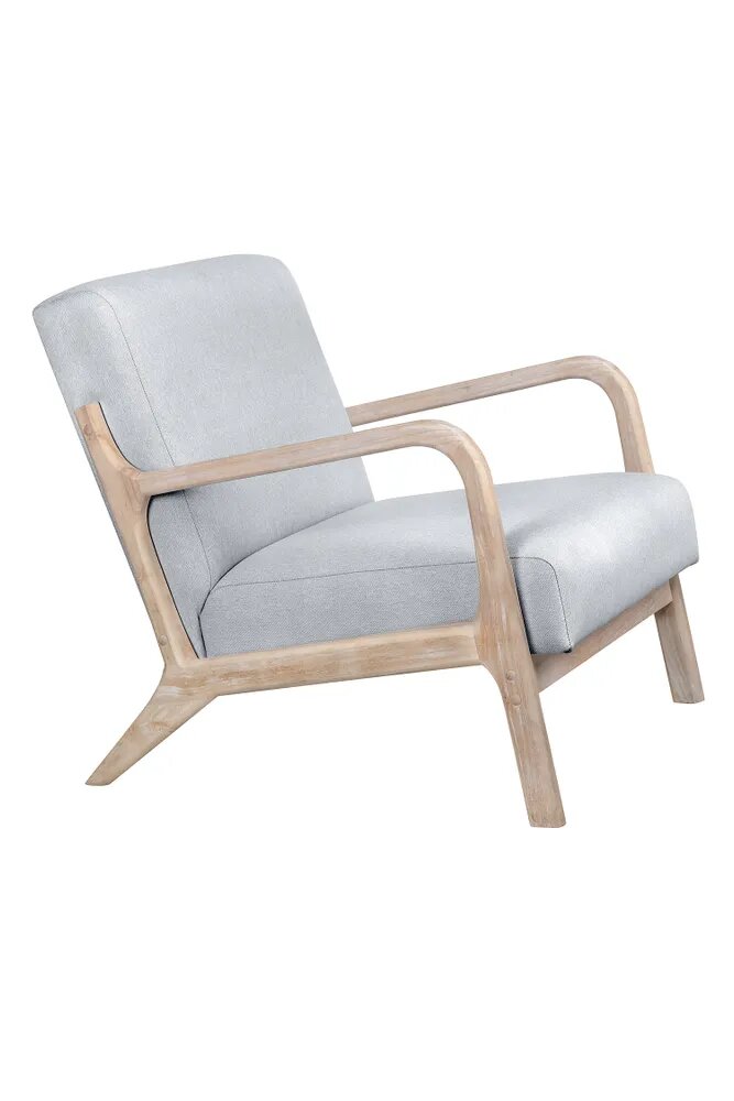 Низкое лаунж-кресло Mak-interior "Cody B-linen", деревянное с подлокотниками