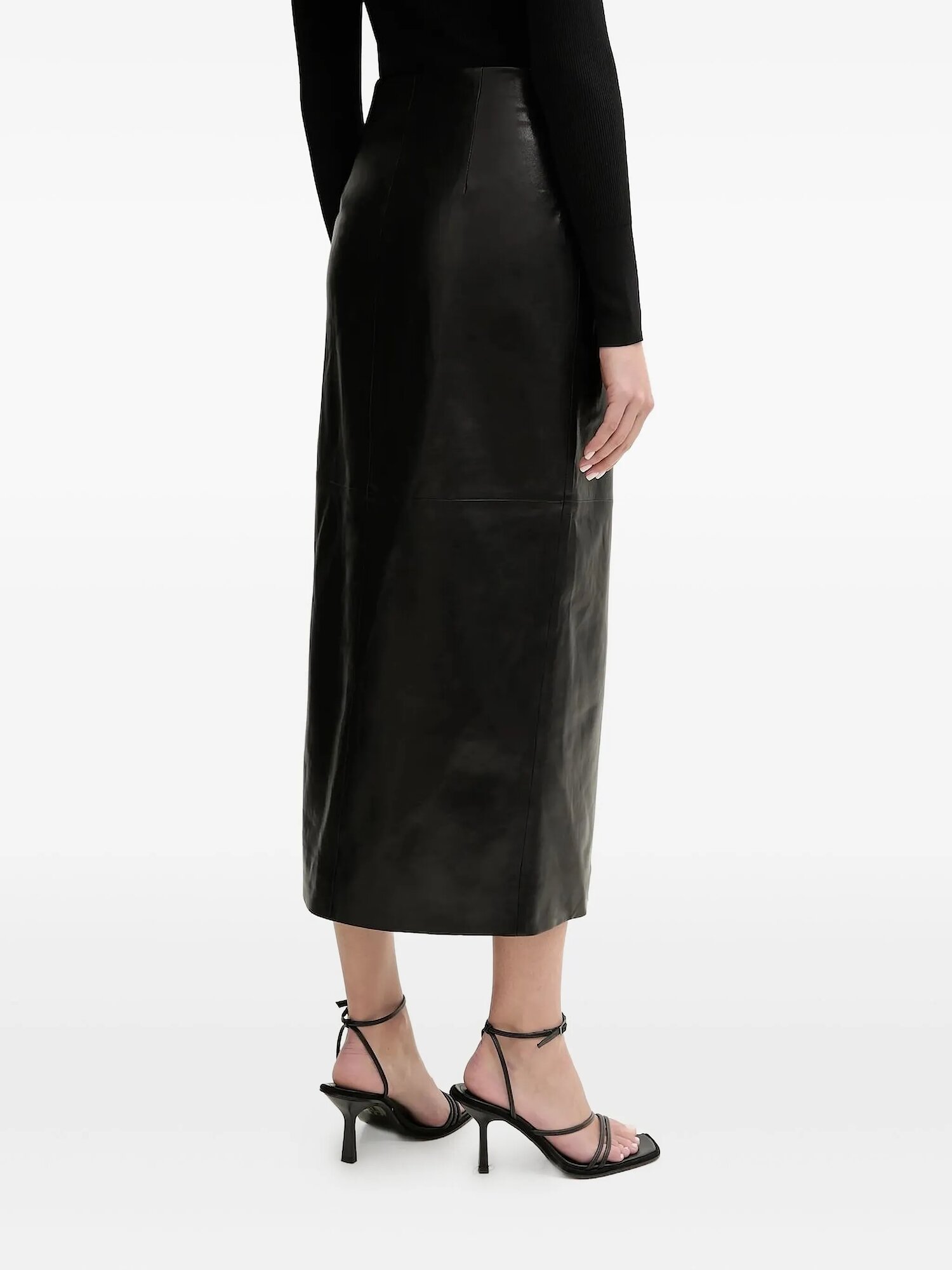 Юбка IRO Button-front leather midi skirt, размер 40, черный — фото 1