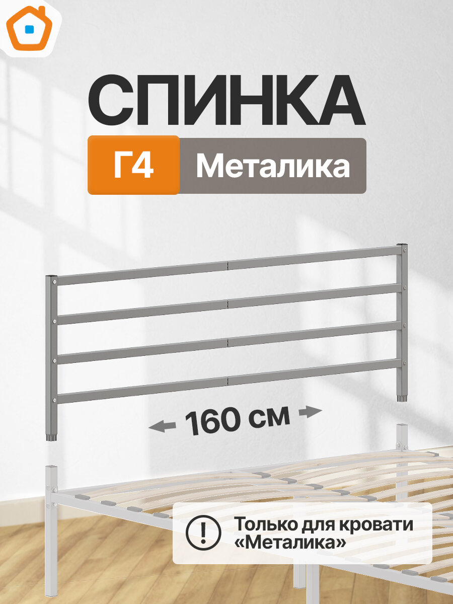 Металика 160 изголовье / изножье Г4 металлическое, универсальное, съемное, цвет серый