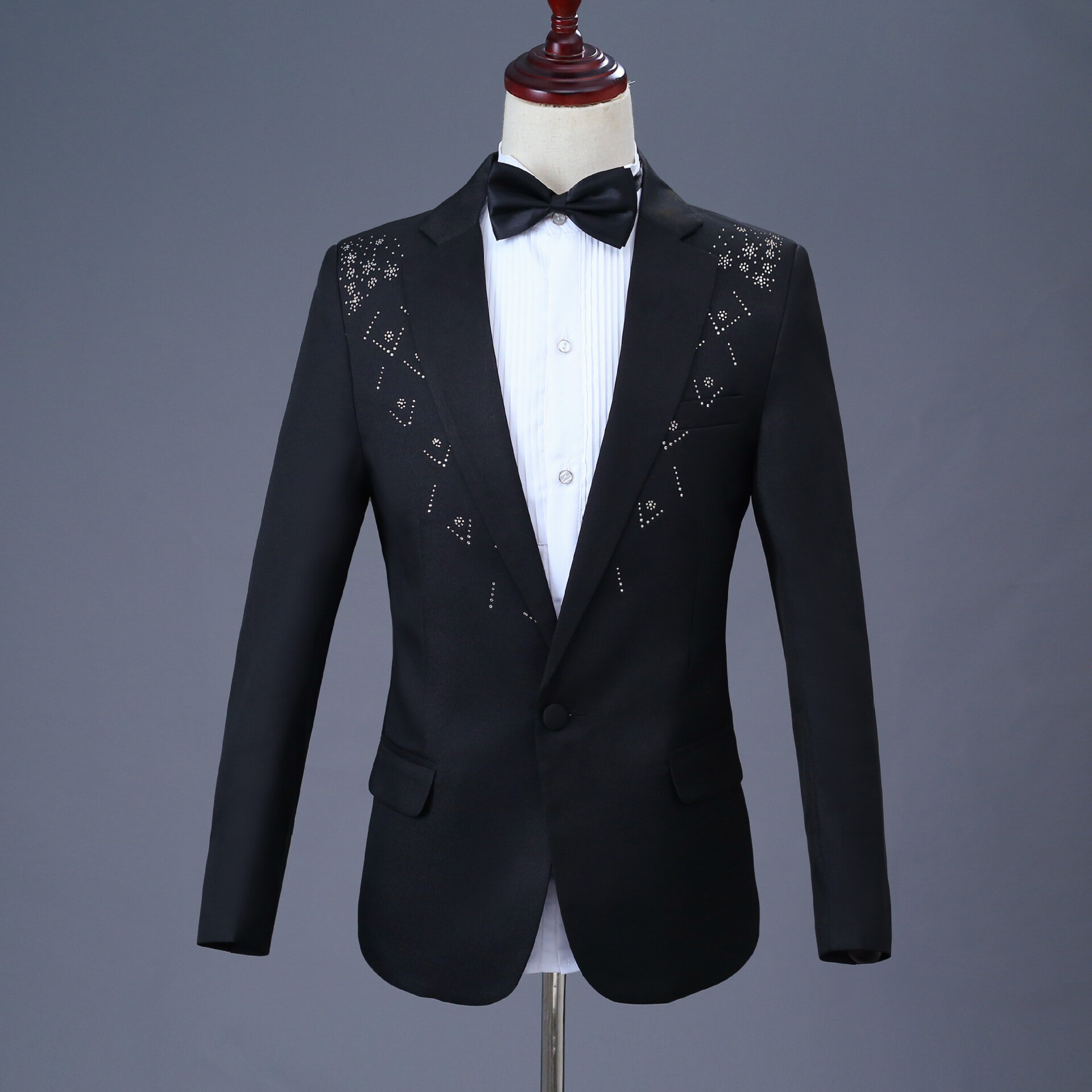 Костюм с бриллиантами, мужской, черный, размер М