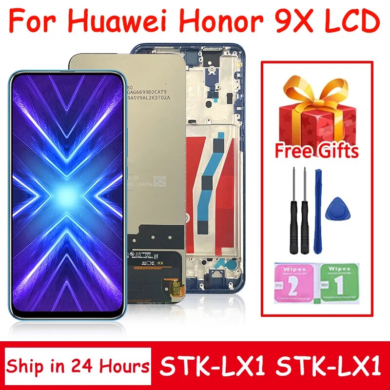 STK-LX1 Премиум ЖК-дисплей для Huawei Honor 9X, глобальный дисплей, дигитайзер сенсорного экрана в сборе для Honor 9X, ЖК-рамка премиум-класса Black With Frame