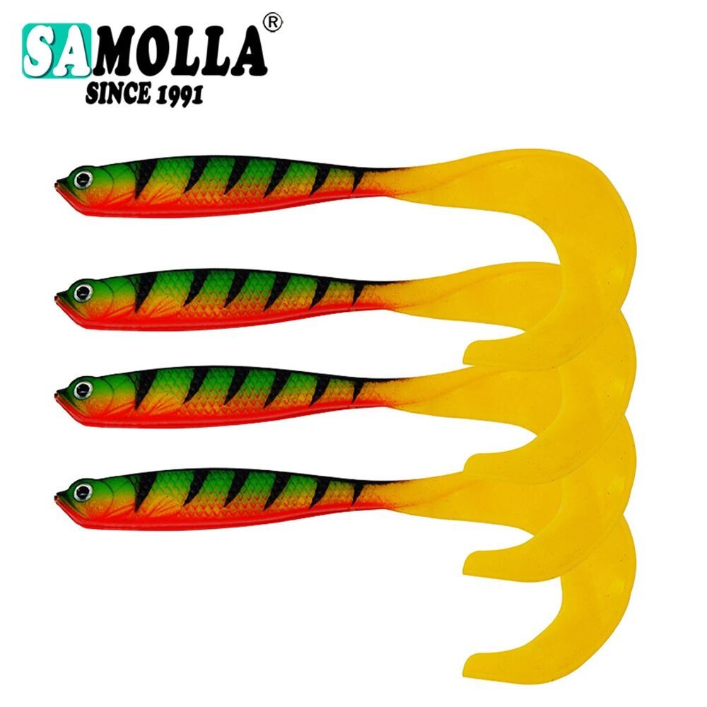 SAMOLLA мягкие приманки для окуня, цвет A, 4 шт.