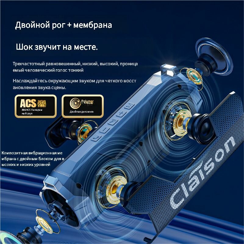 Беспроводная колонка мощным басом Bluetooth и подсветкой