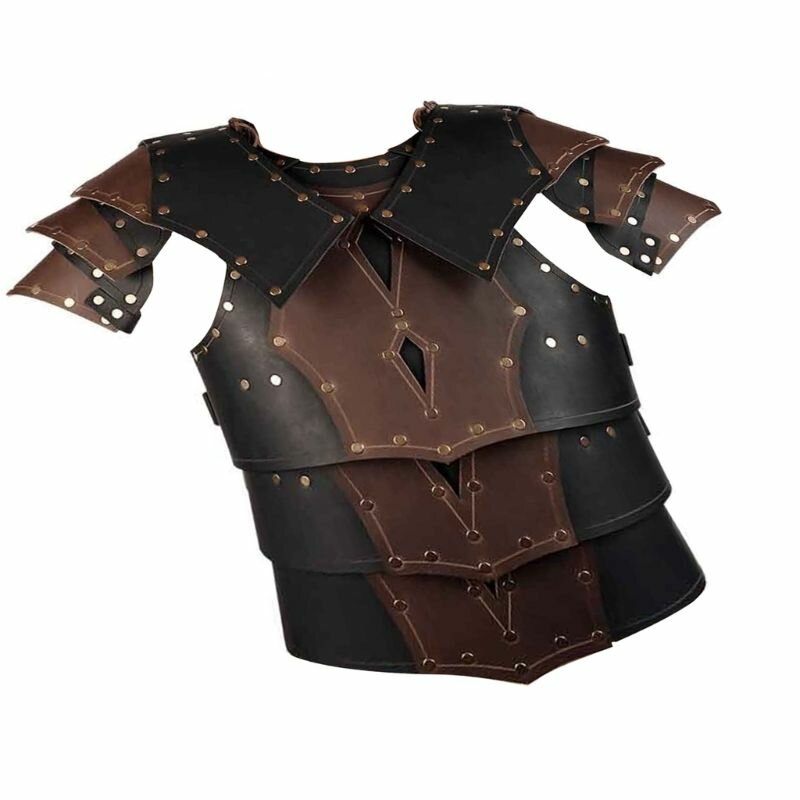 Кожаные наплечные доспехи средневекового Ренессанса-Коричневый полный комплект