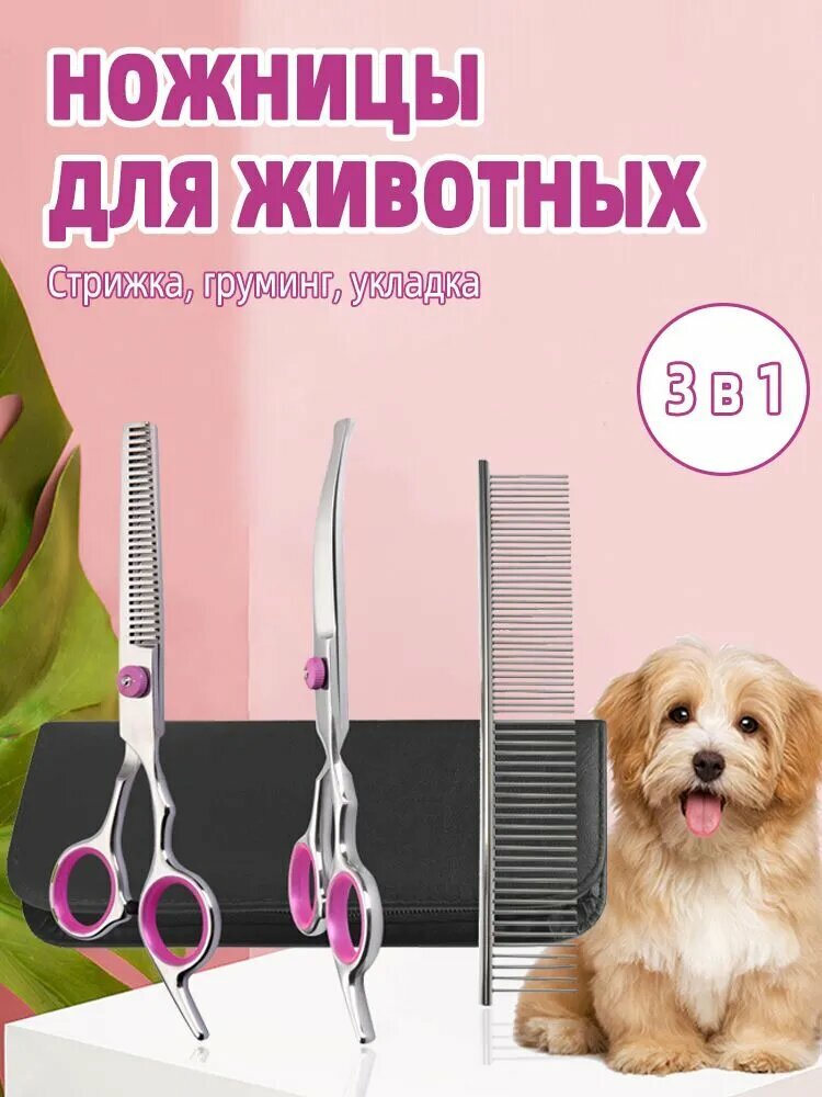 Ножницы для стрижки собак и кошек, набор инструментов для груминга животных