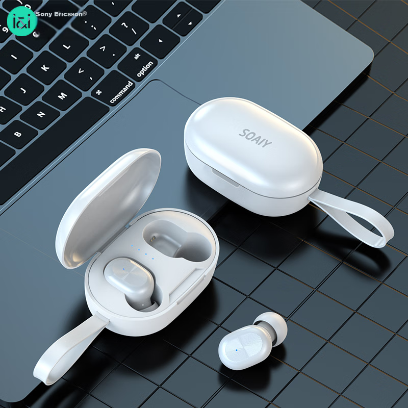 Soaiy SR9 True Wireless Bluetooth Earphones, Noise-Cancelling, In-Ear, for Sports, Running, Gaming, Compatible with Huawei, Apple, Vivo, Xiaomi, OPPO, Honor Phones, White
