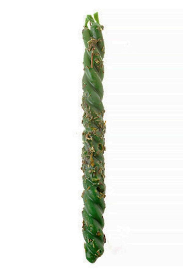 Свеча восковая скрутка с травами здоровье, цвет зеленый (длина 19 см.), 1 шт.