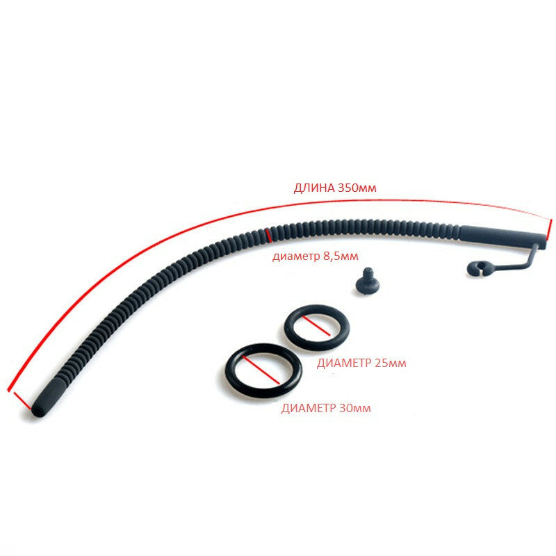 Буж уретральный черный силикон с кольцом под головку, 35*0,85см