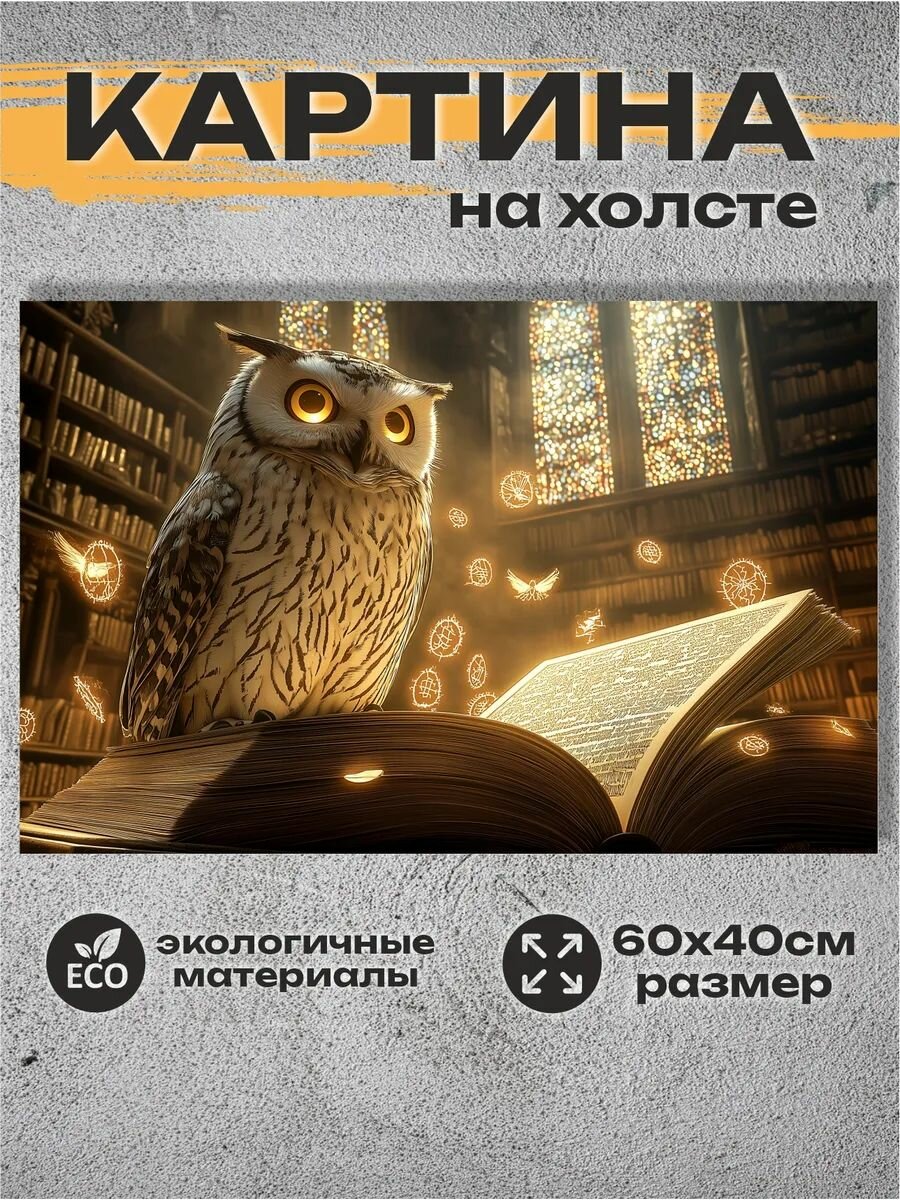 Картина на стену на холсте "Сова" 60х40 см