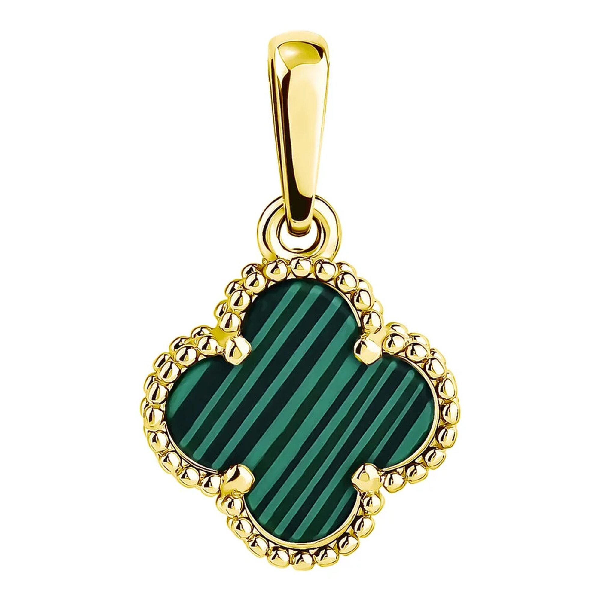 Подвеска, желтое золото, 585 проба, малахит