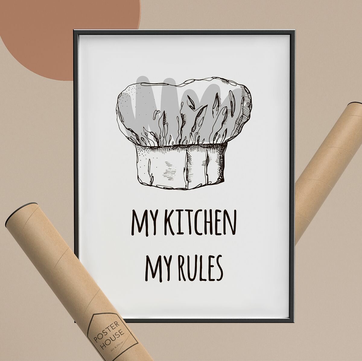 Постер Минимализм надпись 60х80 см без рамы/ Моя кухня - мои правила/ Минималистичный эстетичный плакат в подарок маме, бабушке, жене для кухни/ Декор стен