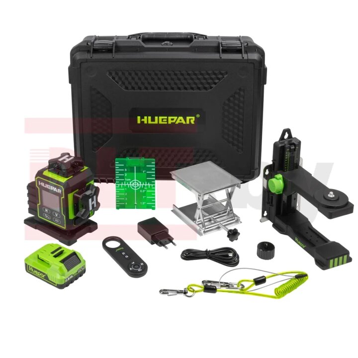 Лазерный уровень HUEPAR 4196 W04CG, зелёный, 16 линий, с пультом, с дисплеем
