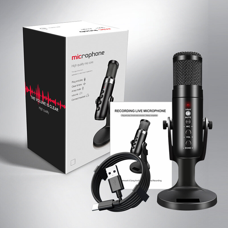 USB-микрофон для стриминга, караоке и игр: Конденсаторный, запись, конференции (ПК/смартфон + поп-фильтр)