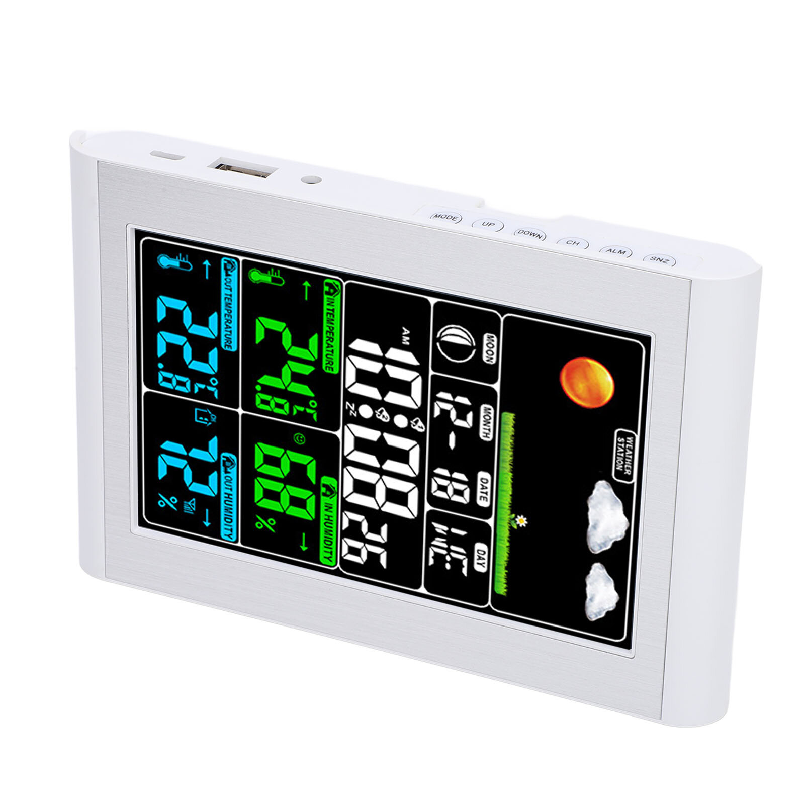 Погодные часы настенный цифровой дисплей садовый мониторинг крытый наружный измеритель температуры и влажности