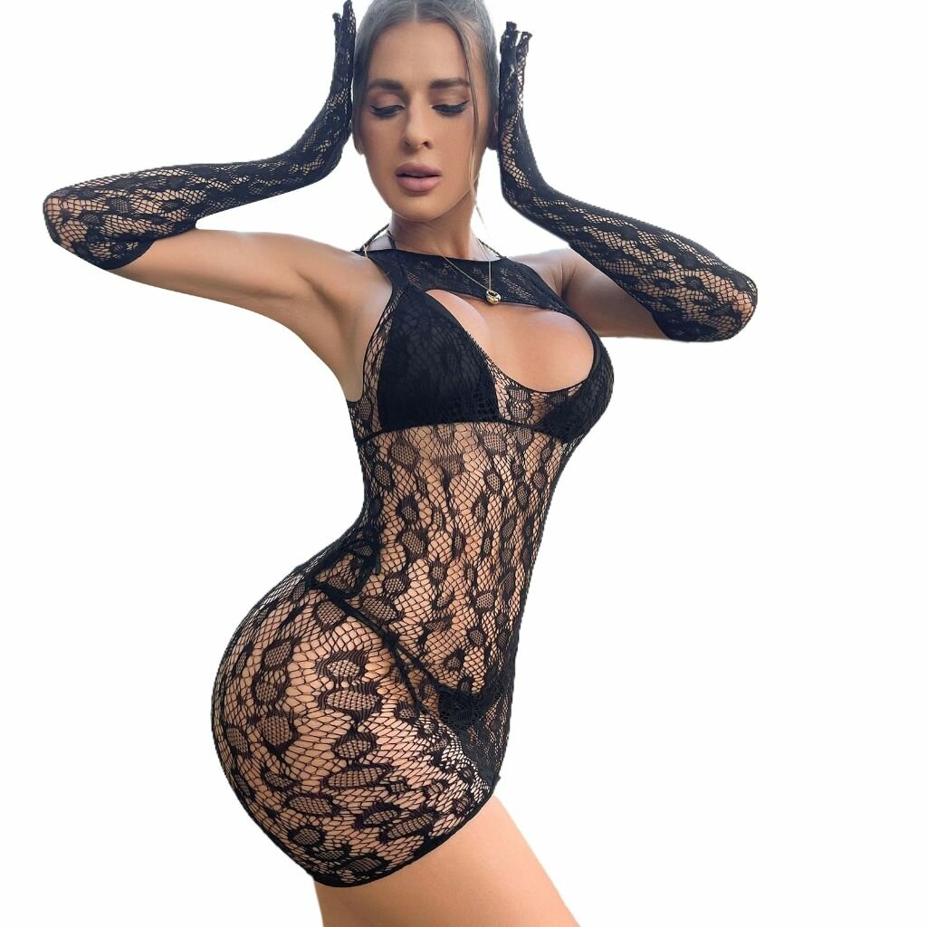 Цельные чулки с леопардовым принтом и юбка-перчатки