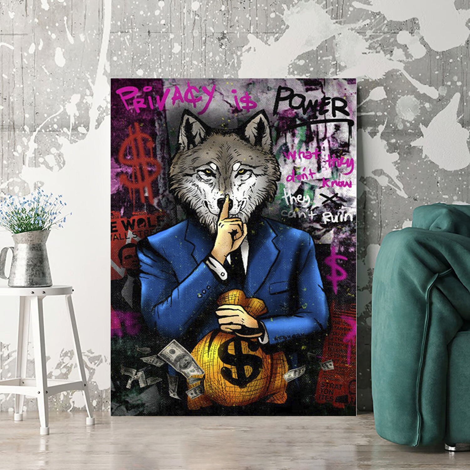 Картина на холсте - "Граффити, поп арт, Бэнкси", 40х60 см.