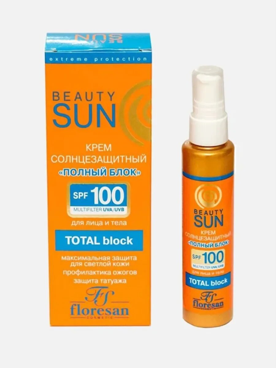 Крем солнцезащитный для лица и тела SPF100 FLORESAN total block