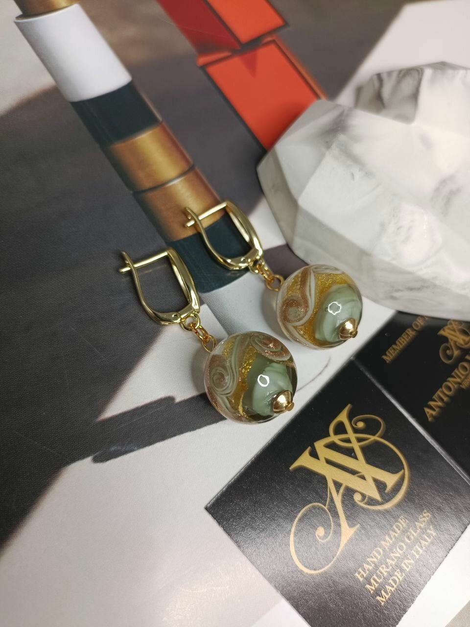 Серьги, муранское стекло, стекло