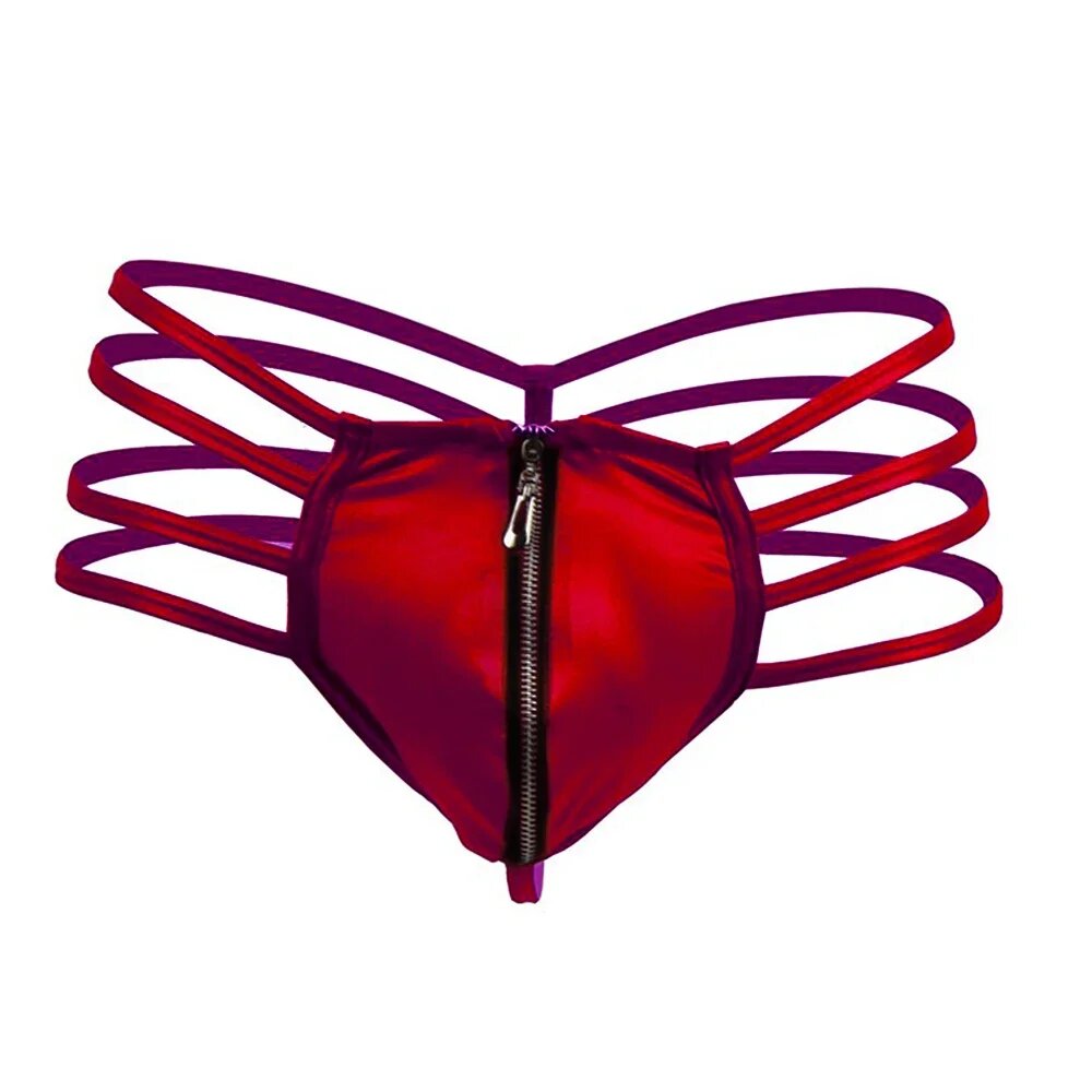 Мужские стринги из искусственной кожи Красный, XXL, Red