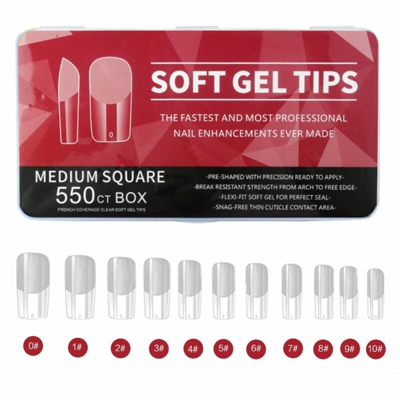 1 коробка из 550 штук полуфабрикатов для ногтей-квадратный гвоздь