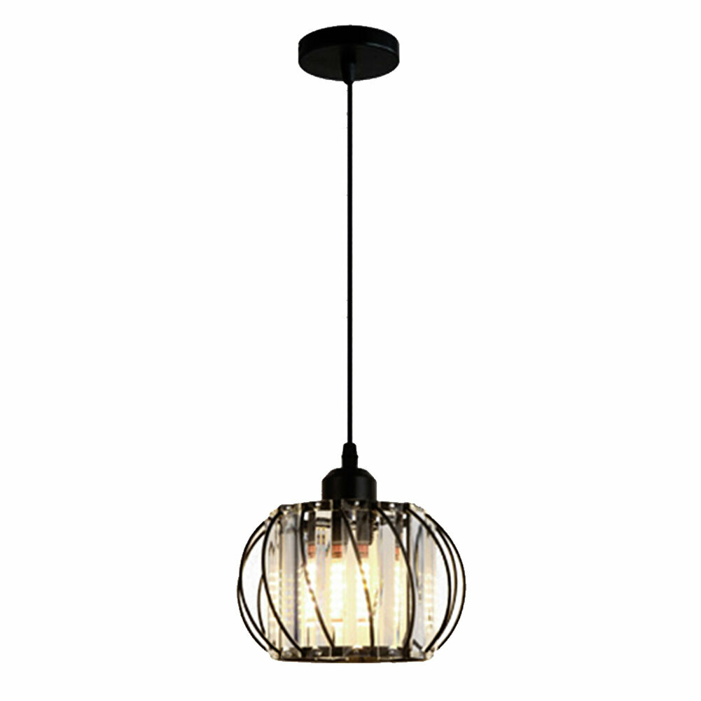 Люстра подвесная со стеклянной абажуром в виде фонаря, черного цвета, 12Вт, теплая светодиодная лампа, для коридора, крыльца, балкона, длина провода 100см, размеры 16*14см, материал железо и стекло, база диаметром 10см, вес 500г, E27, пакет 18.5*18.5*13см