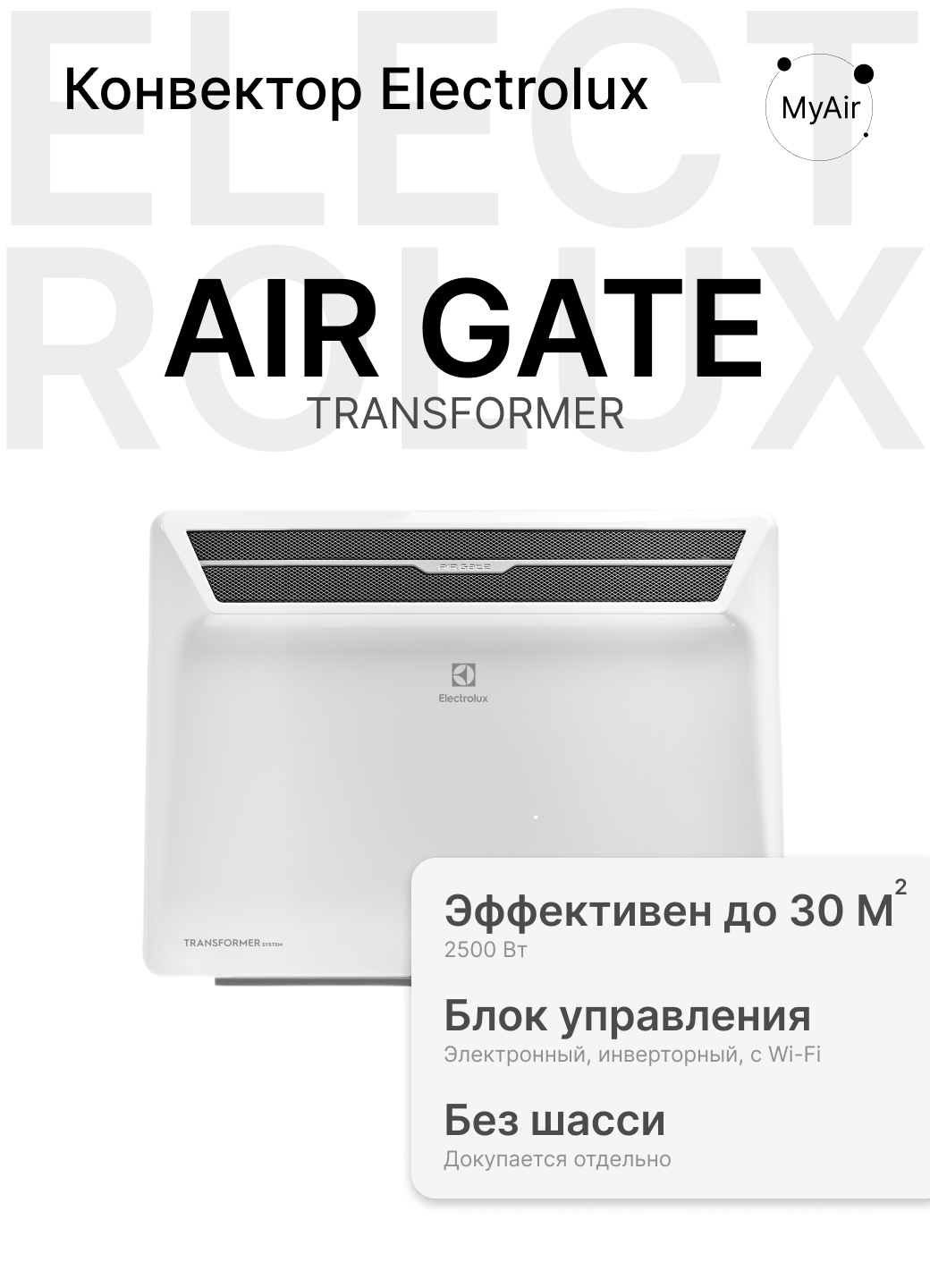 Комплект Electrolux Air Gate Transformer с блоком управления ECH/AG2-2500 T-TUI4 (инверторный)