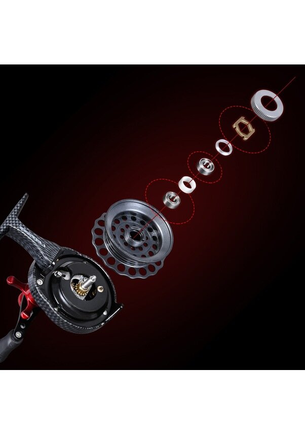 Рыболовная катушка для подледной рыбалки и троллинга, левосторонняя/правосторонняя, металлическая, с высокой ручкой, карбоновая текстура