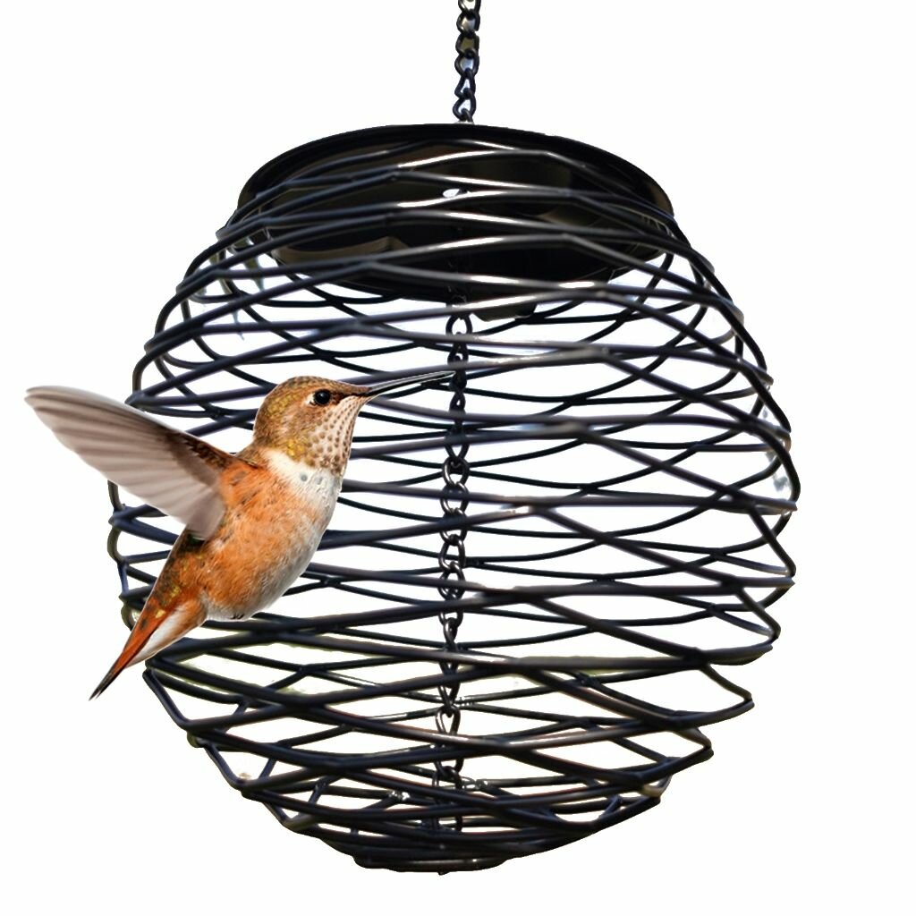 Подвесная круглая металлическая ветрозащитная кормушка для птиц