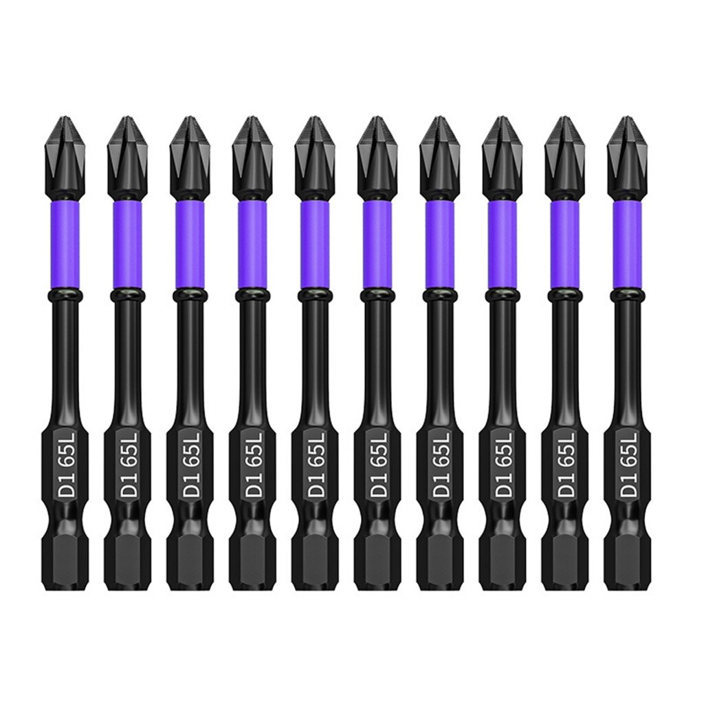 1 комплект из 10 головок крестовой отвертки с нескользящими и ударопрочными долотами, 65 мм