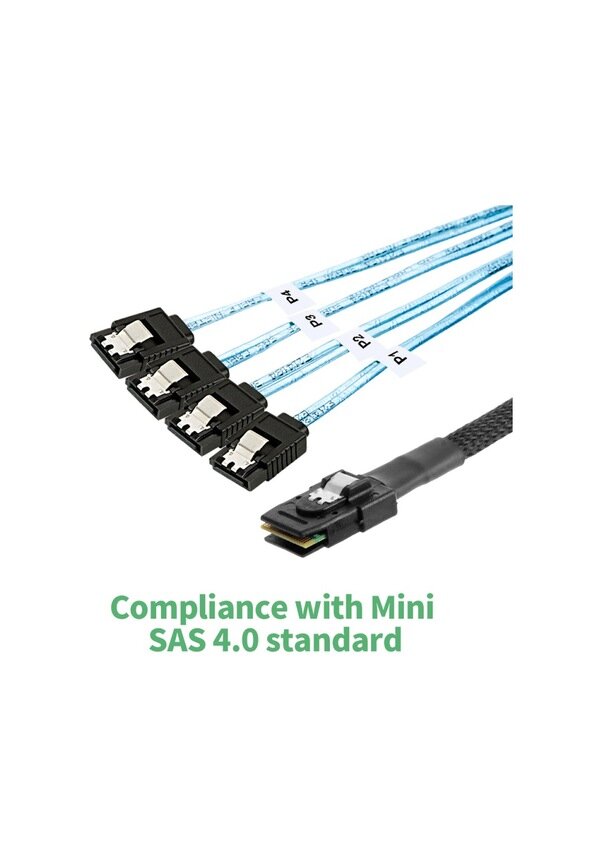 Mini Sas Sff-8087 - 4 кабеля Sata для жестких дисков, кабель для передачи данных сервера, скорость передачи данных 12 Гбит/с, полоса пропускания 22,5 Гбит/с, длина 0,5 м