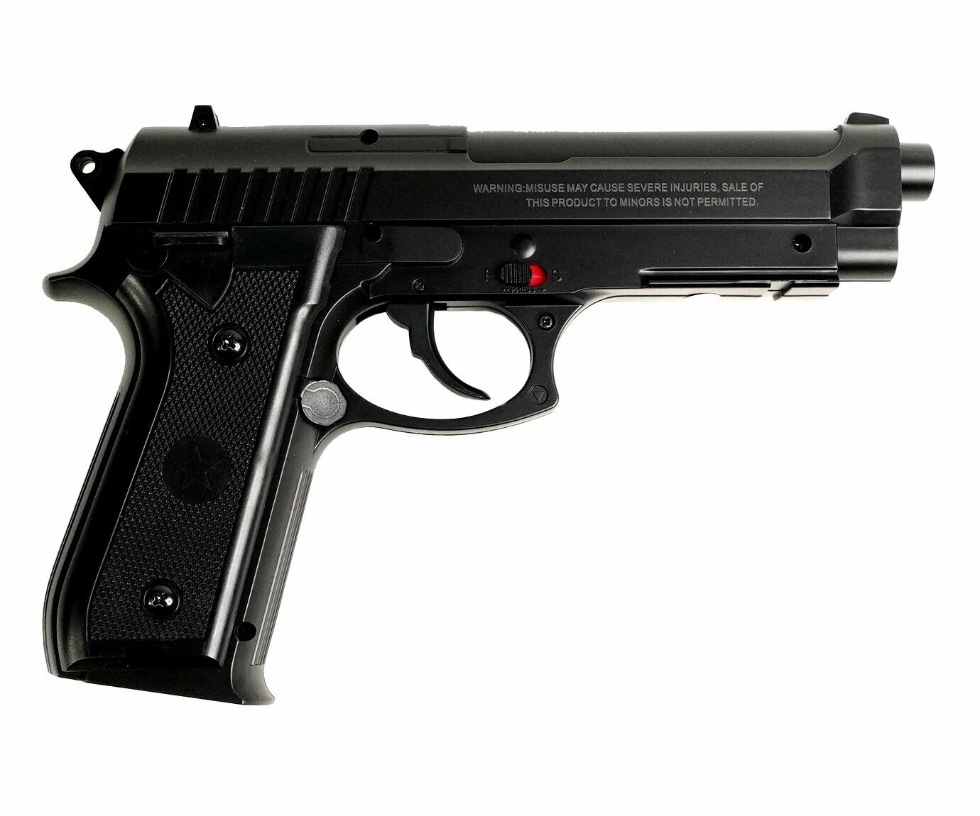 Пневматический пистолет Borner Beretta 92, гладкий ствол, пластик, темно-синяя, 12 г, 20 шариков