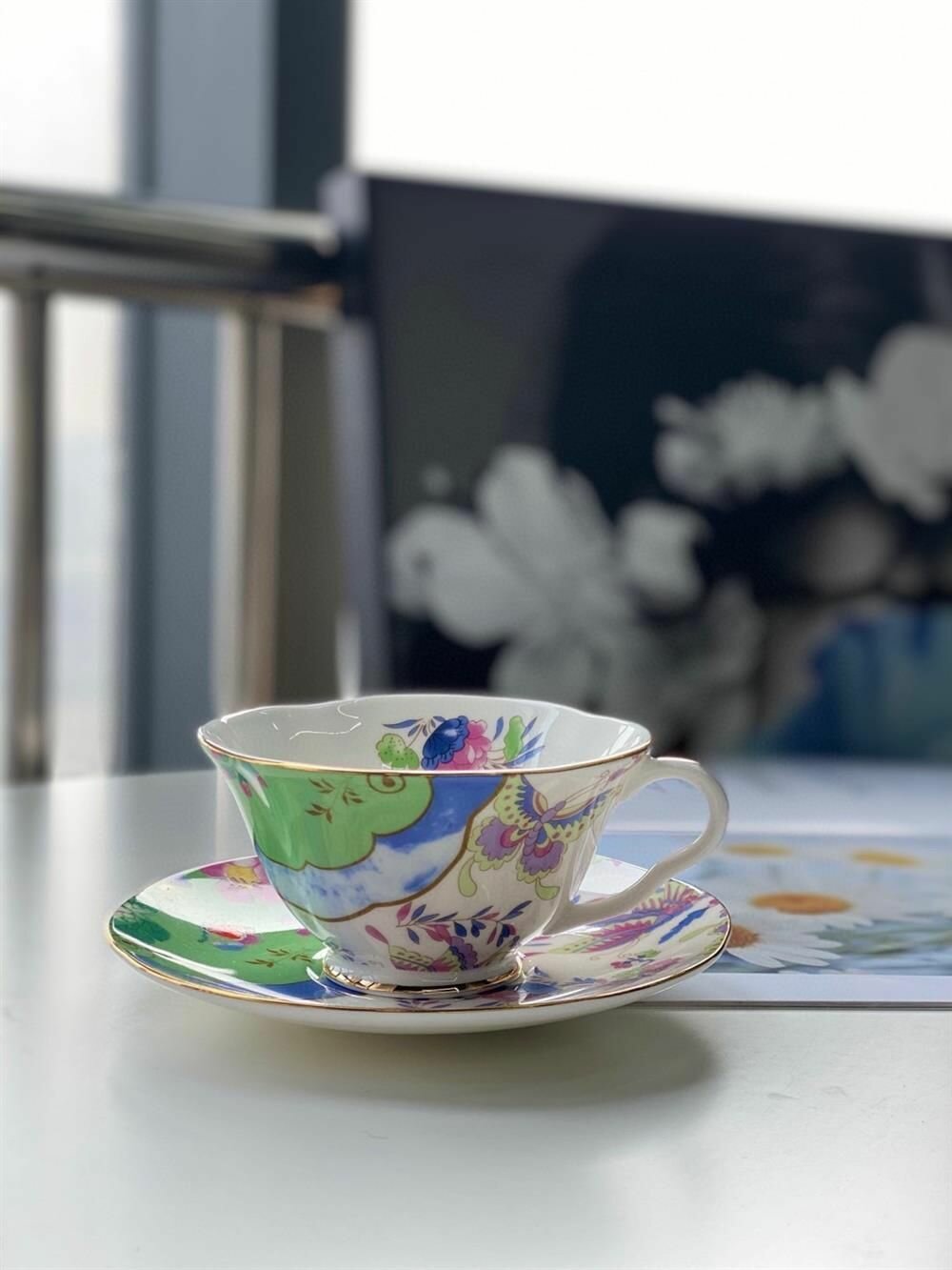 WEDGWOOD Бабочка Цветочная чашка и блюдце Набор 1 чашка 1 блюдце 210 мл-