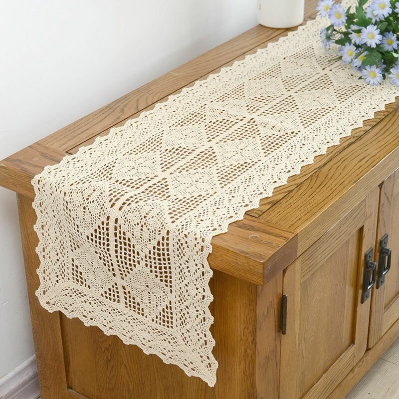 Хлопковая скатерть, дорожка для стола, вязаный крючком-