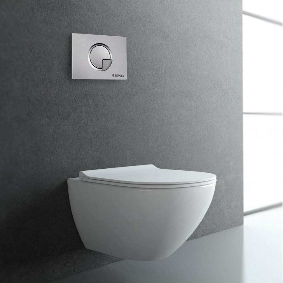 Унитаз подвесной BERGES PUMA Rimless 51 см, сиденье дюропласт с микролифтом и быстросъёмом