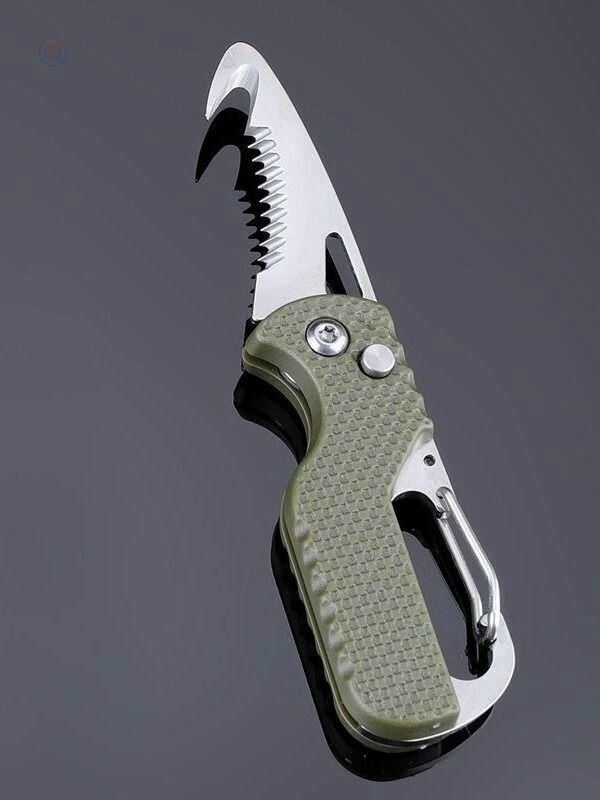 Складной нож дайвера с зазубренным лезвием и стропорезом для подводного плавания и активного отдыха